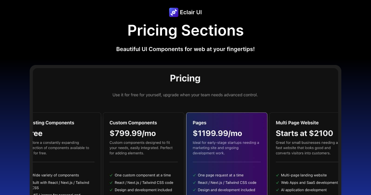 Pricing Sections
